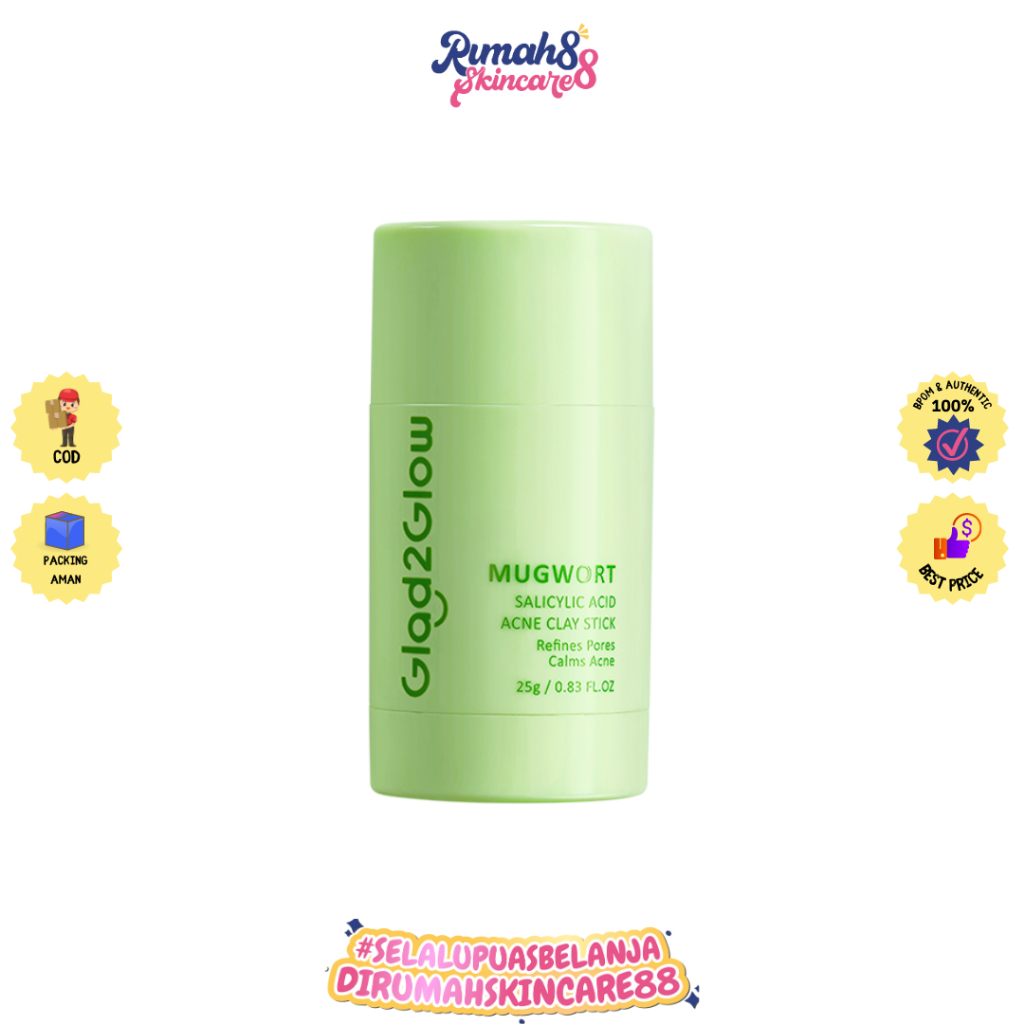 Jual GLAD2GLOW Real Mugwort Clay Mask Stick Salicylic Acid Anti Pores&Acne Jerawat Komedo ...