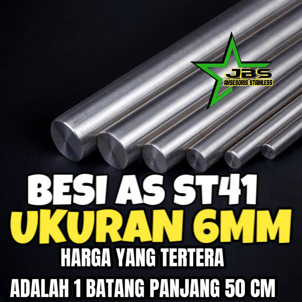 Jual BESI AS ST 41 DIAMETER 6MM×50CM | AS SS400 | MILD STEEL | Shopee Indonesia