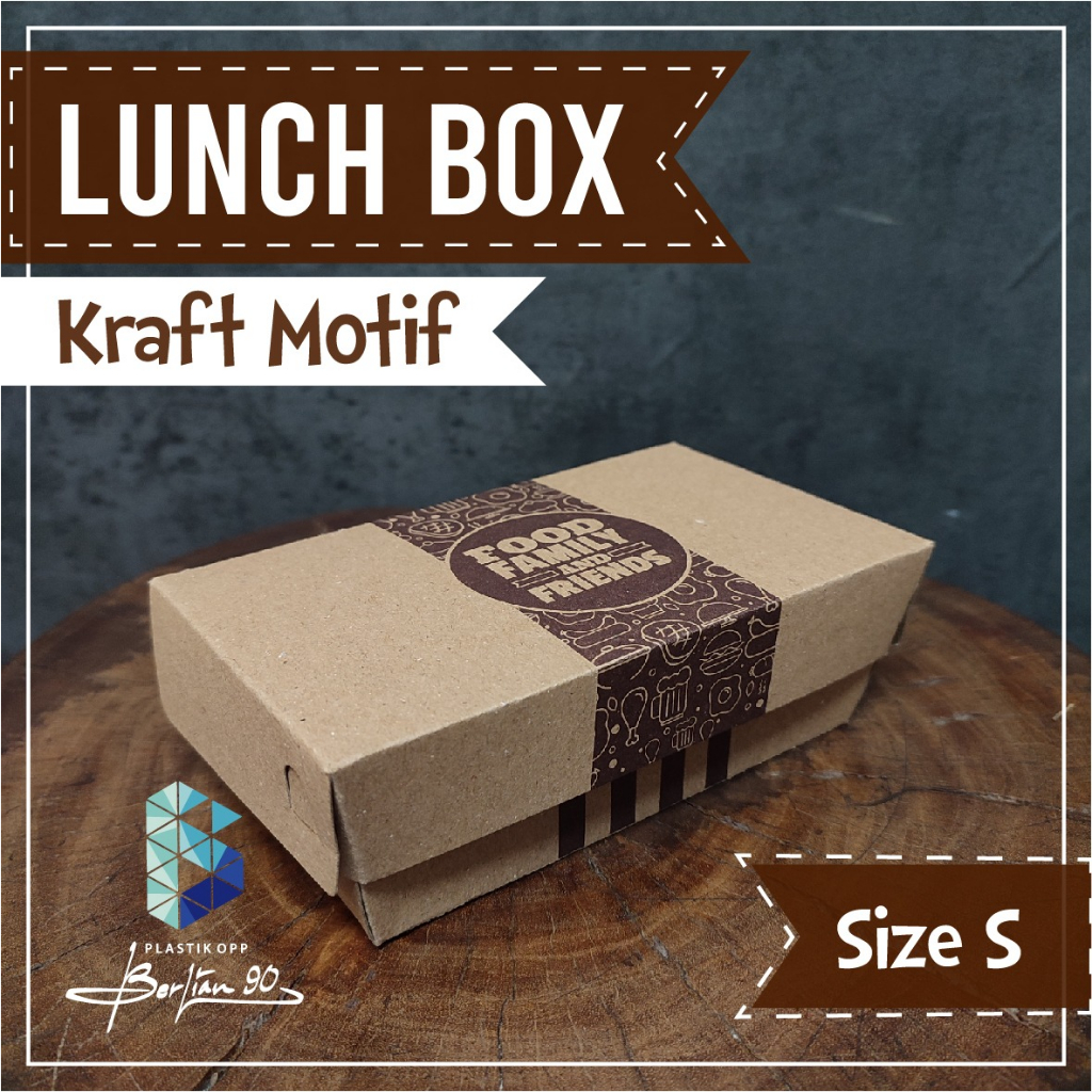 Jual ( PACK ) Lunch Box Kraft Motif - Dus Paper Tray Kotak Lunch Box ...