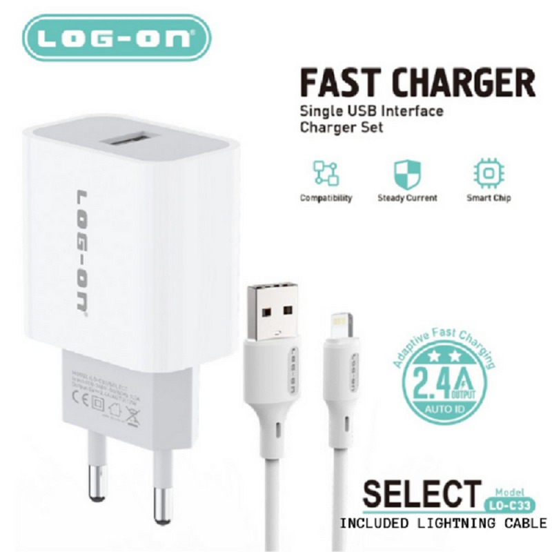 Jual Travel Super Charge 2.4A 12W LO C33 Log On Travel Charger ...