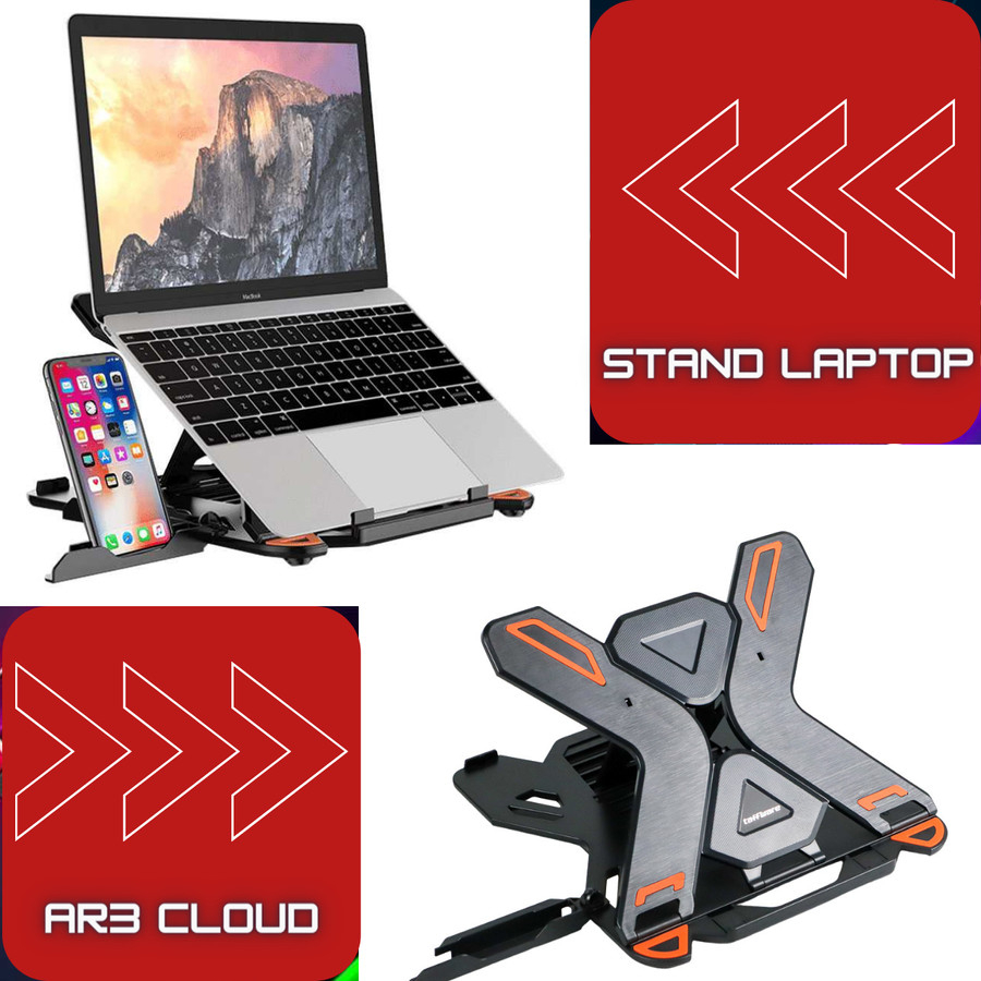 Jual Stand Laptop Adjustable Angle with Smartphone Holder X Design Stan ...