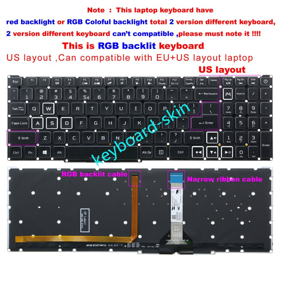 Jual Keyboard Acer Nitro 5 AN515-57 AN515-56 (Black) RGB Backlit ...