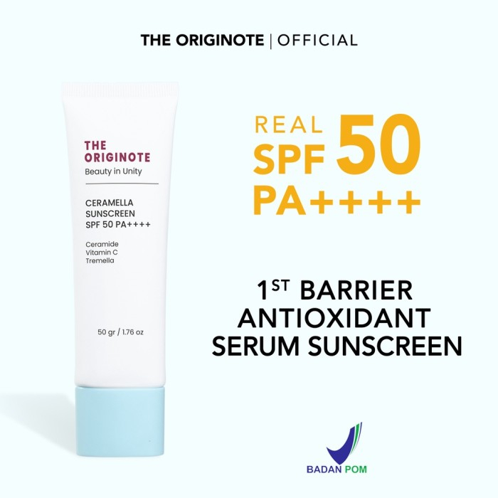 Jual THE ORIGINOTE Ceramella Sunscreen SPF50 PA+++ (CREAM) | Shopee ...