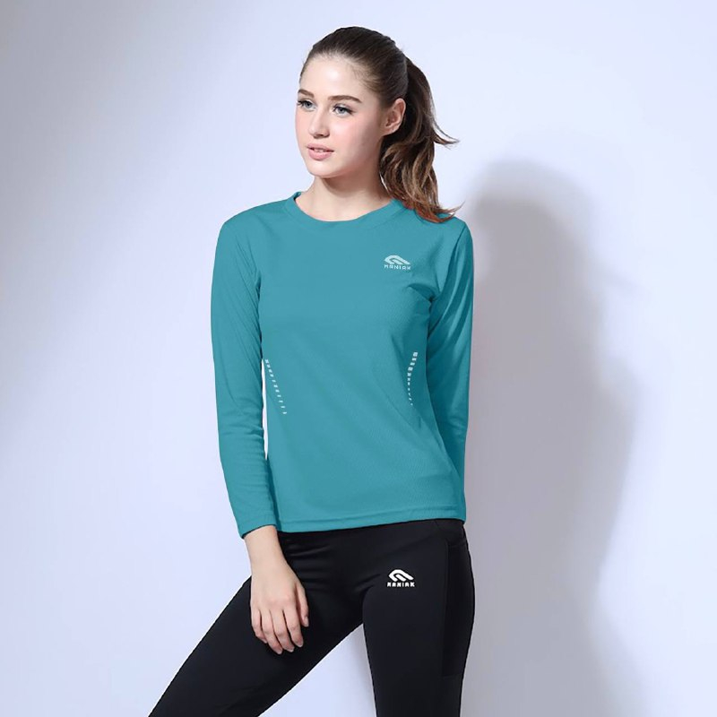 Jual MANIAK Baju Olahraga Wanita Lengan Panjang Kaos Running Muslimah Lari Gym Senam Bulutangkis ...