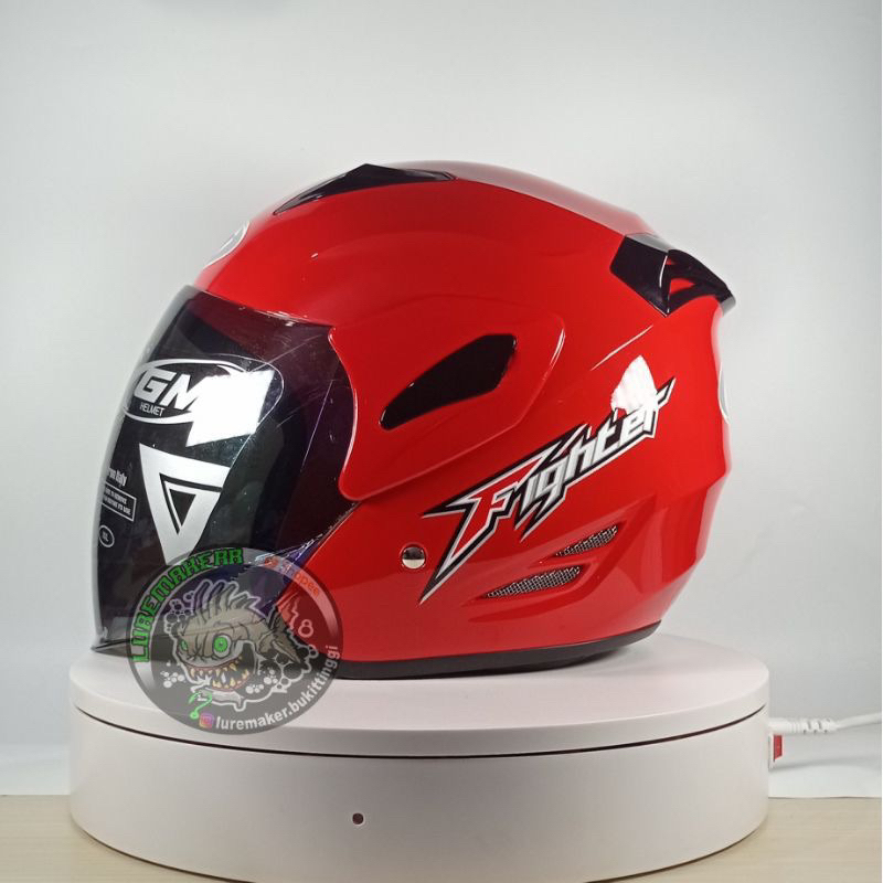 Jual HELM HELEM GM FIGHTER SOLID HELMET RED BLACK DOFF BLACK GUNMET ...