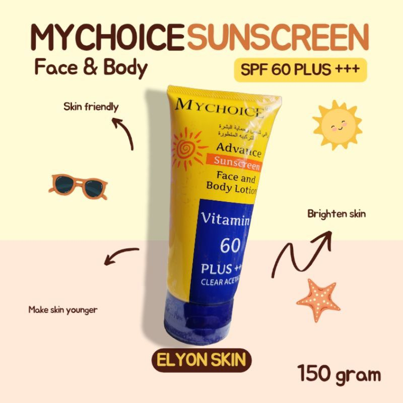 Jual MY CHOICE MYCHOICE SUNBLOCK SPF 60++++ 150grams FOR FACE AND BODY ...