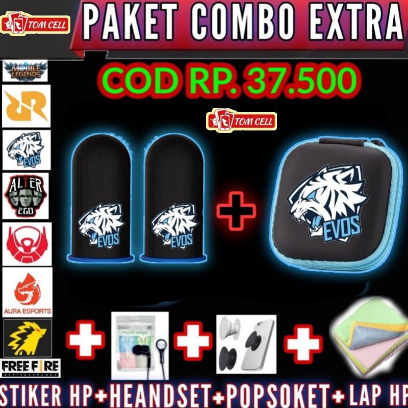 Jual PREMIUM 3IN 1 Sarung Jempol Gaming Evos Gratis BOX + HEADSET ...