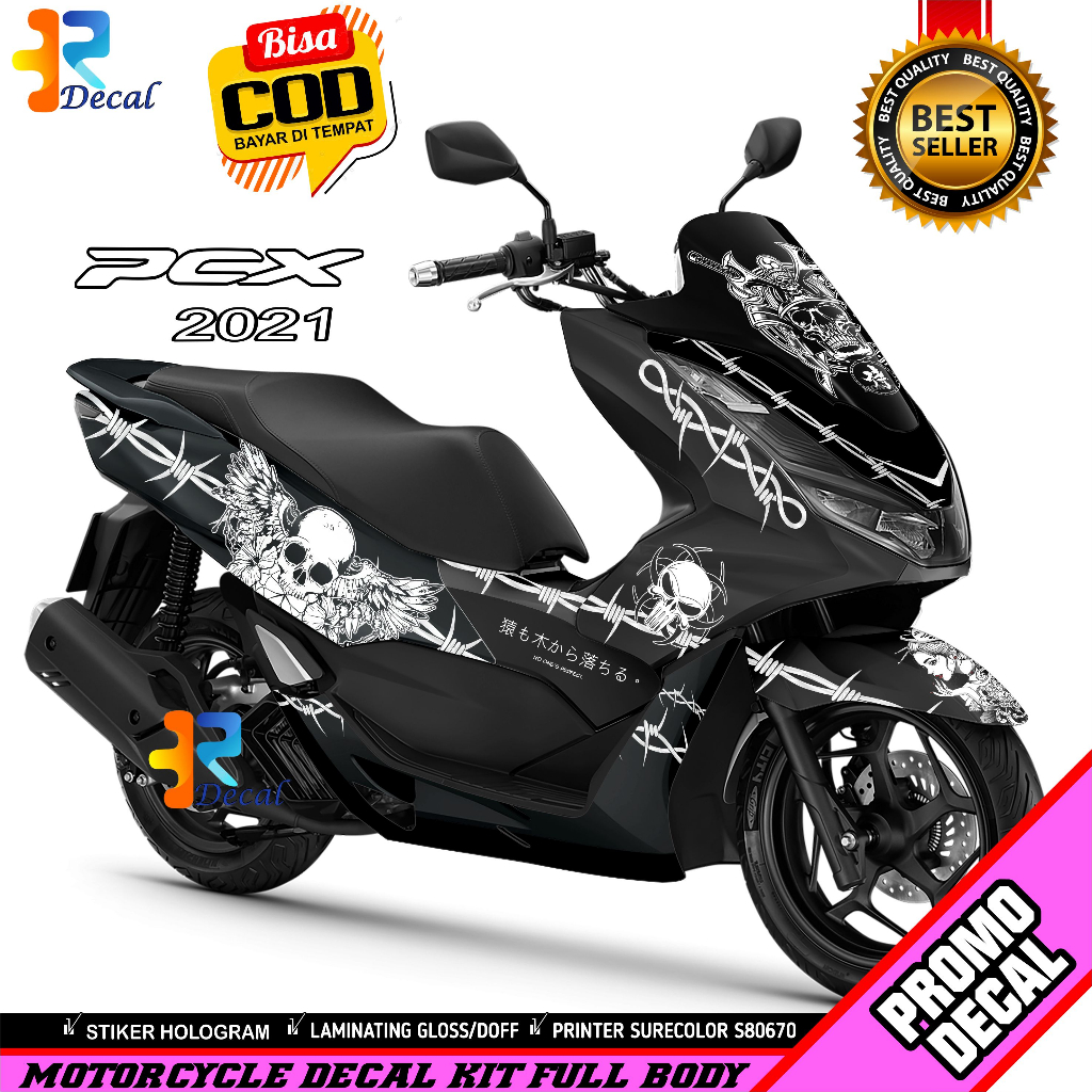 Jual Decal Motor PCX 2021 Desain Skull Sticker Decal PCX 160 Full Body ...