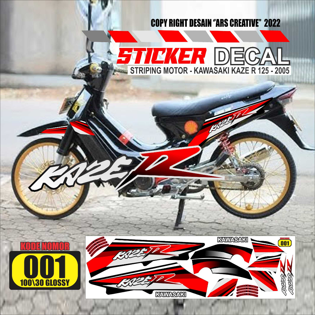 Jual Stiker striping decal kawasaki kaze r 125 semua ready packing aman ...