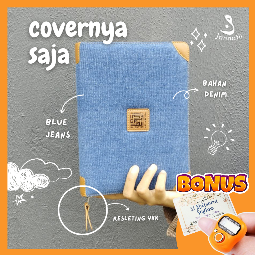 Jual Cover Quran Saja Bahan Canvas/Denim Premium - Ukuran Al Quran A7 ...