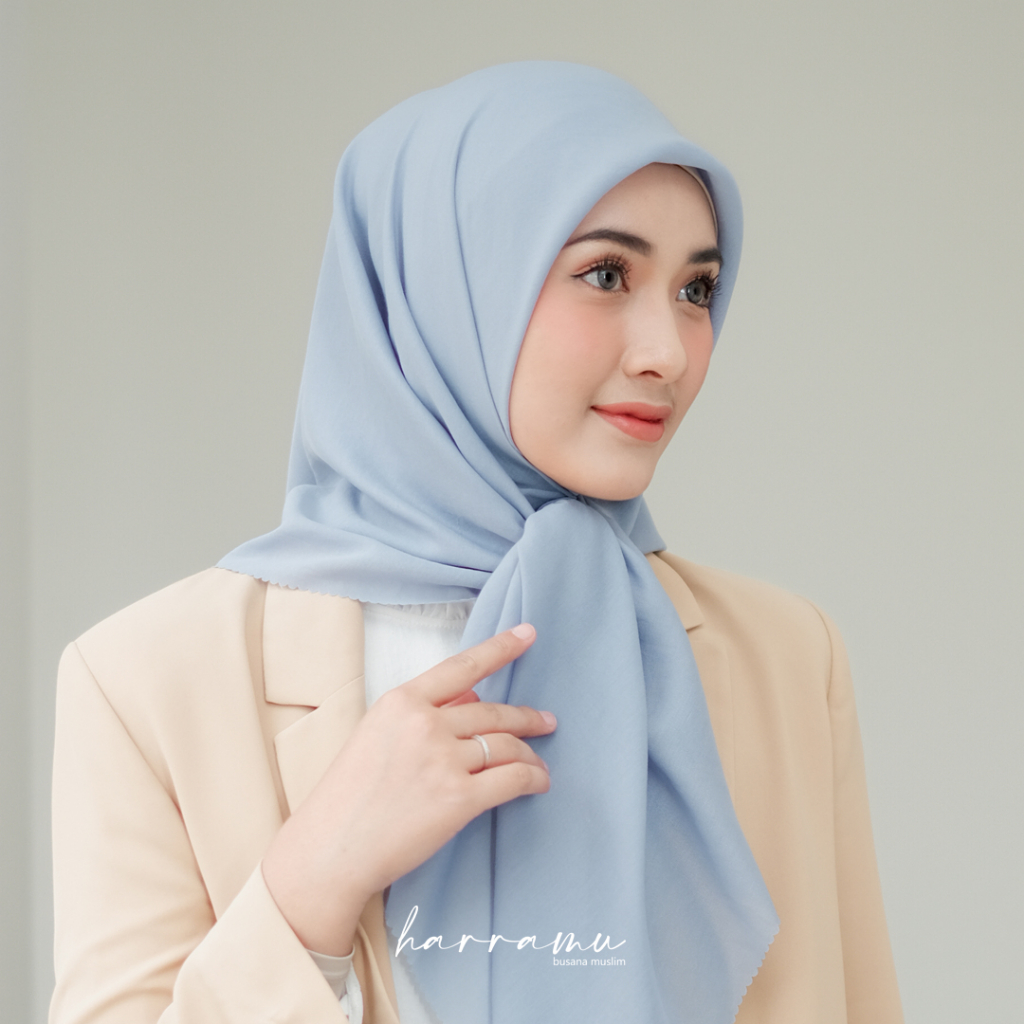 Jual HARRAKU Hijab Voal Segiempat Polos Warna Dusty Blue | Shopee Indonesia