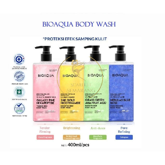 Jual BIOAQUA Body Wash Nebulas Blue | Grass Green Aha Fruit Acis | 24K Gold Nicotinamide ...