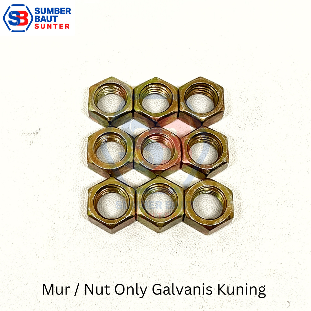 Jual M14 x 1.50 Mur Besi Galvanis Kuning Nut Only Hexagon 14 mm Kunci ...