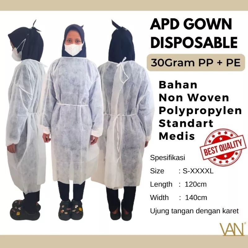 Jual GOWN APD MEDIS 30GRAM / APD GOWN DISPOSABLE ALL SIZE | Shopee ...