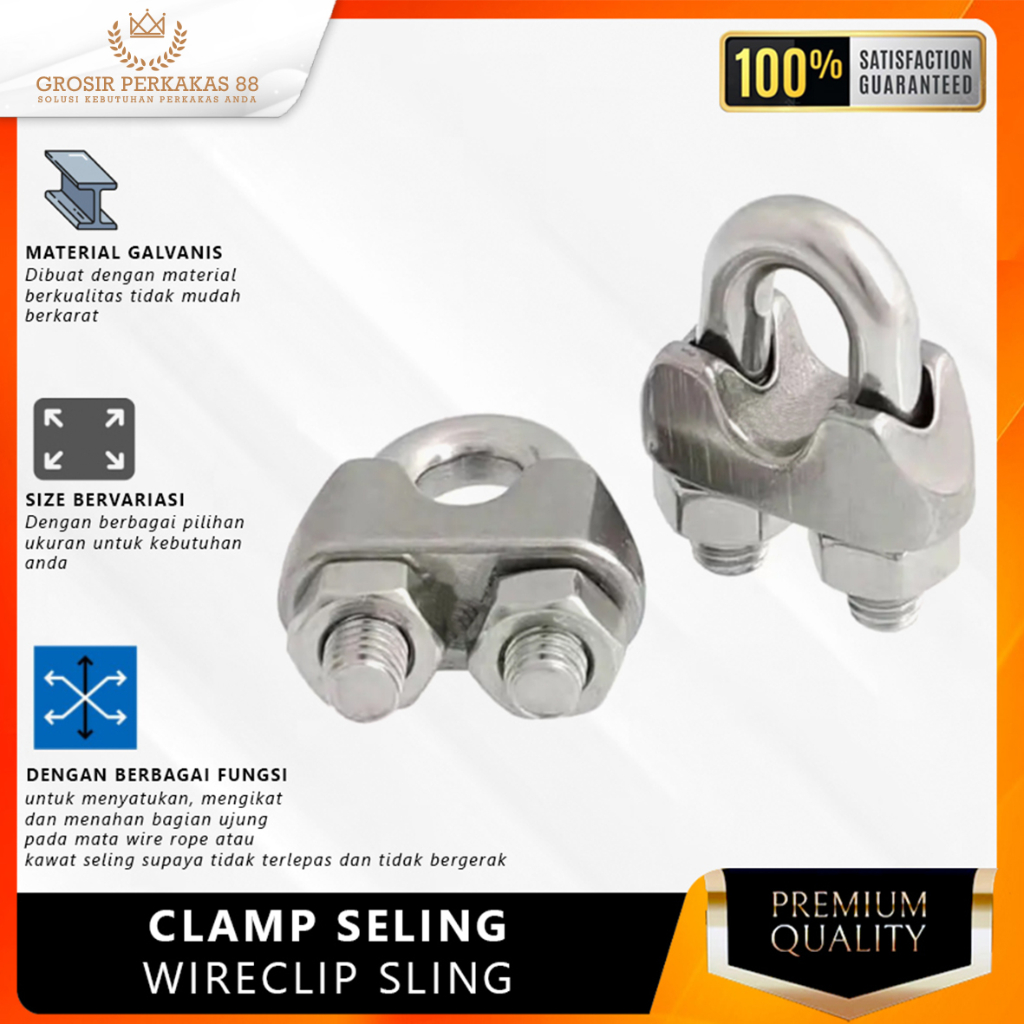 Jual Clamp Sling Klem Seling Kuku Macan Wire Rope Clip Galvanis ...