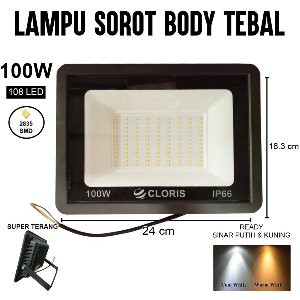 Jual Lampu Sorot LED 10W 20W 30W 50W 100W 200W / Outdoor / Tembak / Panggung / Lapangan / Taman ...