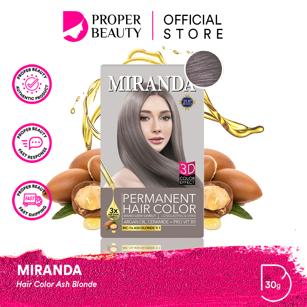 Jual MIRANDA Hair Color Ash Blonde Indonesia / Cat Rambut Permanen 30g ...