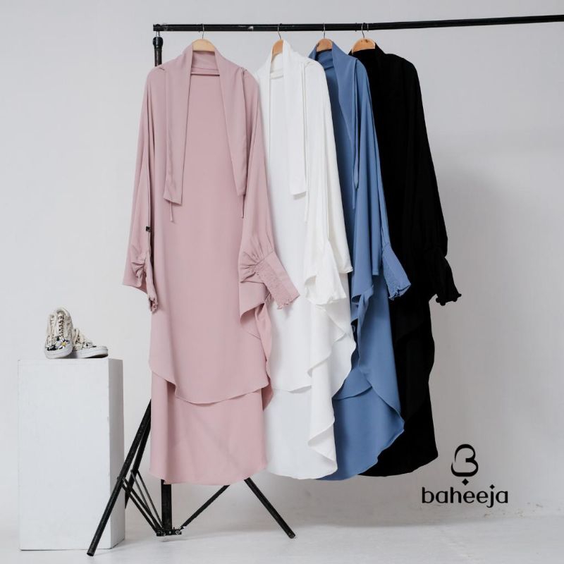 Jual Bahja Syari - Nura Set Seamless (One Set Abaya Umroh/Haji/Daily Set Rok & Khimar Berlengan ...