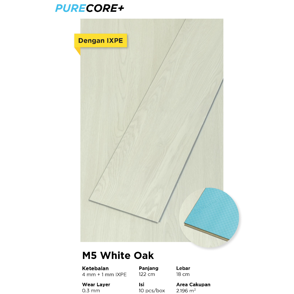 Jual SPC Marvel Pure Core M5 - White Oak 5mm | SPC + IXPE Foam 4+1mm ...
