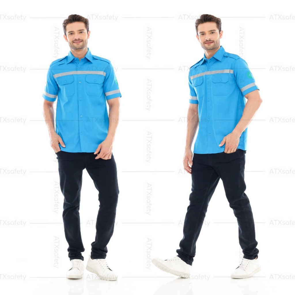 Jual Wearpack Safety Baju Kerja Lapangan Lengan Pendek Merk ATX Biru ...