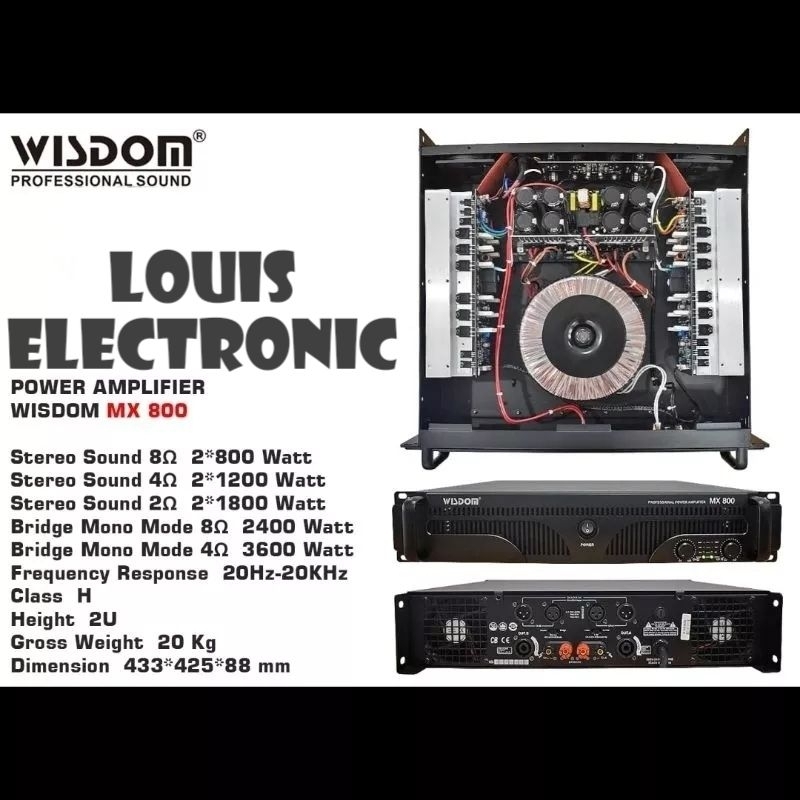 Jual Power Amplifier WISDOM MX800 MX-800 MX 800 2 Channel Class H ORIGINAL | Shopee Indonesia