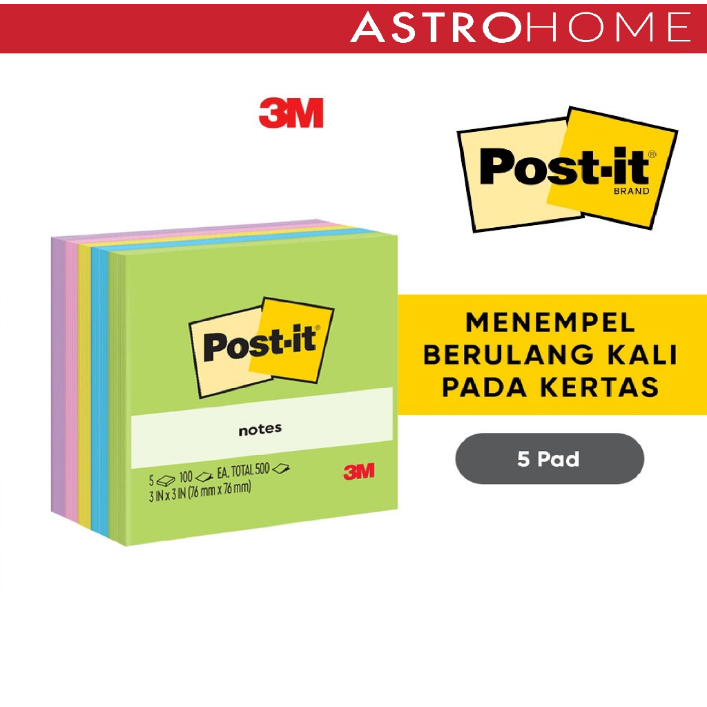 Jual Memo Tempel Warna Sticky Notes Floral Fantasy Post It 3M 76 mm x ...