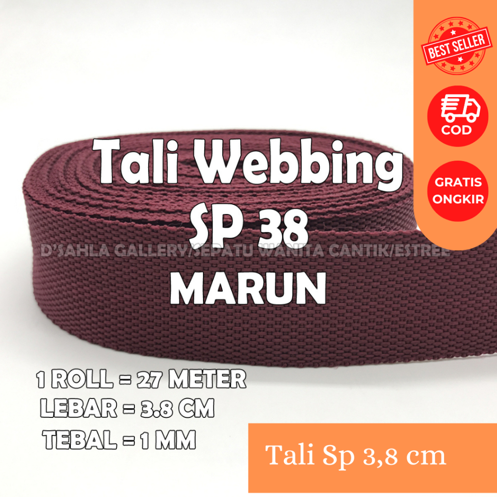 Jual Tali Webbing Sling Strap Lebar 3.8 cm Tebal 1mm untuk Tali Tas ...