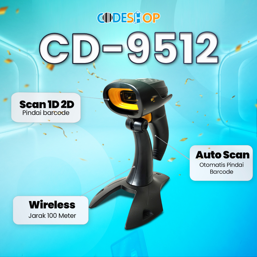 Jual Scanner Barcode CODESHOP CD-9512 Wireless Scan 1D 2D QR Code ...