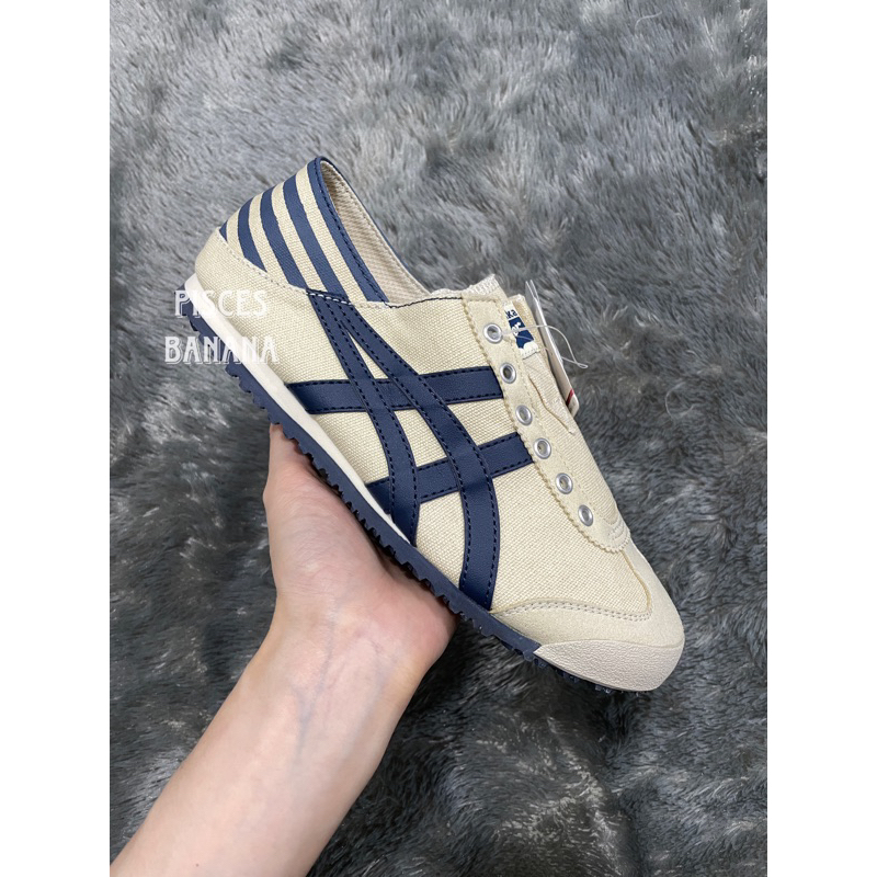 Jual Sepatu ONITSUKA Mexico 66 Slip On Paraty Cream Navy | Shopee Indonesia