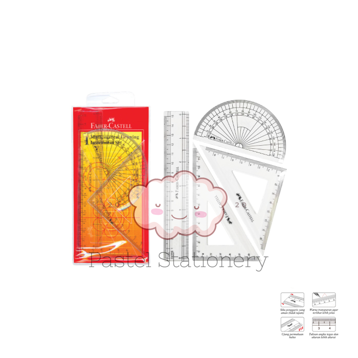 Jual Mathematical Drawing Set Faber Castell - Penggaris Busur Segitiga ...