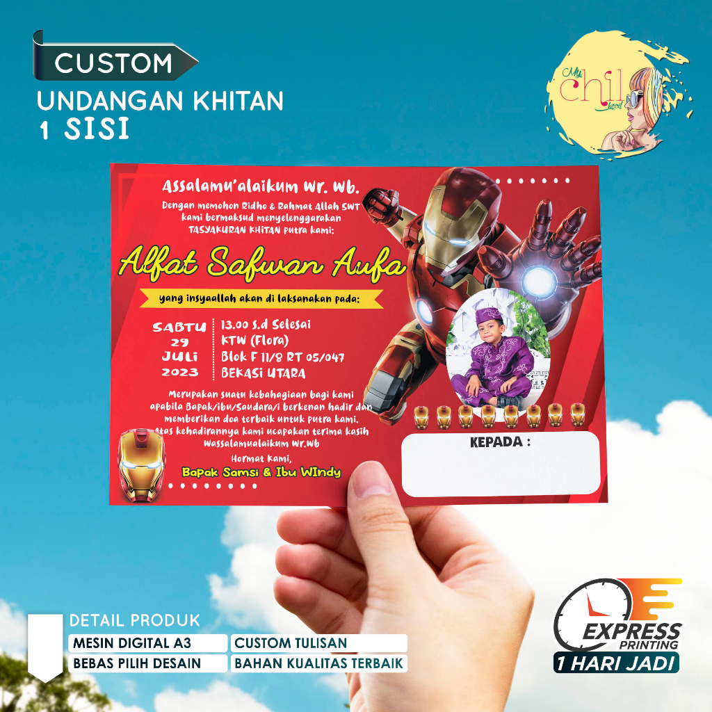 Jual Undangan Khitan Anak 1 SISI murah meriah / Kartu Nasi Khitan ...