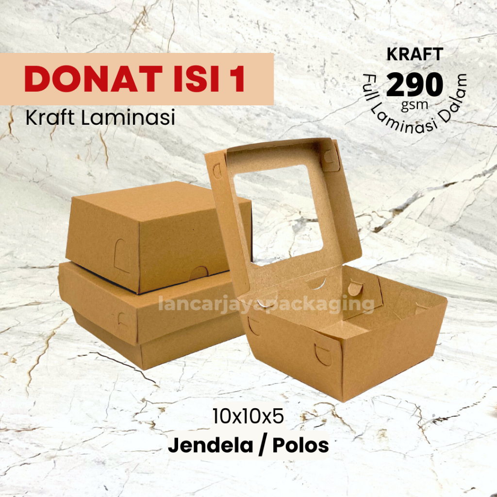 Jual Box Donat Isi 1 Kotak Kue Snack Takoyaki Dimsum Siomay Lunch Box Laminasi 10x10x5 cm ...