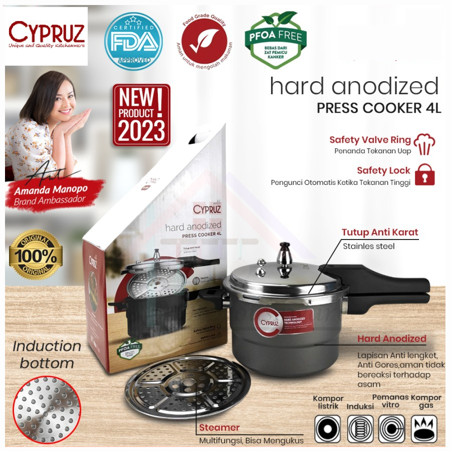 Jual CYPRUZ PC-0404 Panci Presto 4 Liter 20 CM | Pressure Cooker Panci Presto Induksi 4 Liter ...