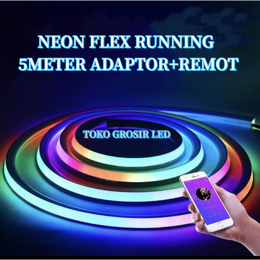 Jual Lampu Neon Flex Running LED Remote 5m Lampu warna warni LED ...
