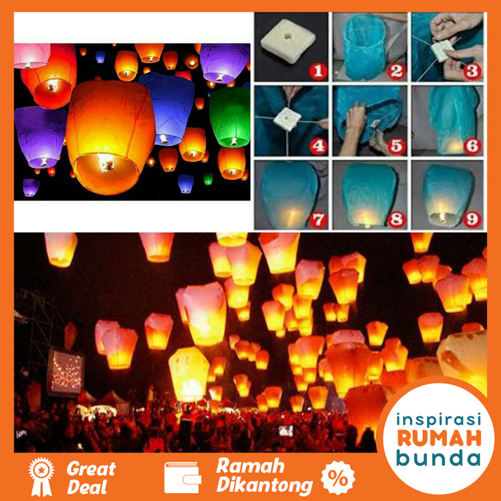 Jual Lampu Lampion Lentera Balon Udara Terbang Sky Lantern | Shopee ...