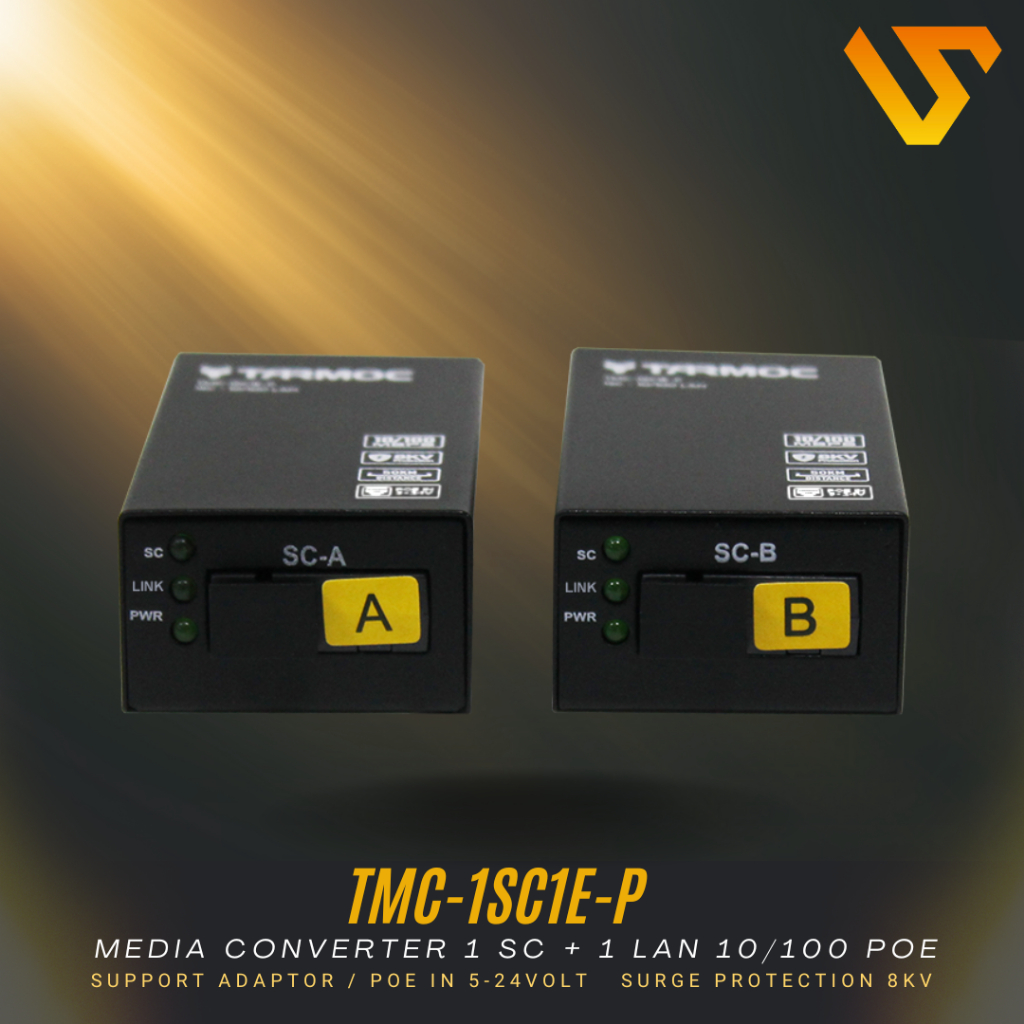 Jual Tarmoc TMC-1SC1E-P | Media Converter 1FO 1LAN / 1 FO 1 LAN 10/100Mbps POE IN 5-24 Volt ...