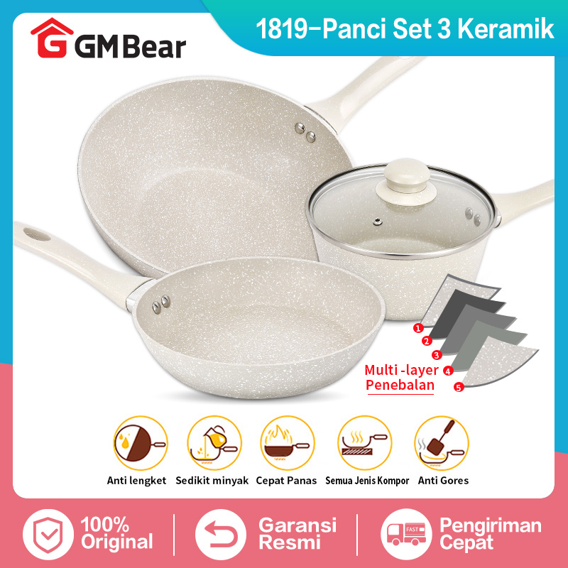 Jual GM Bear Panci Set Keramik Anti Lengket P0411 - Luversa Panci Ceramic Set 3psc | Shopee ...
