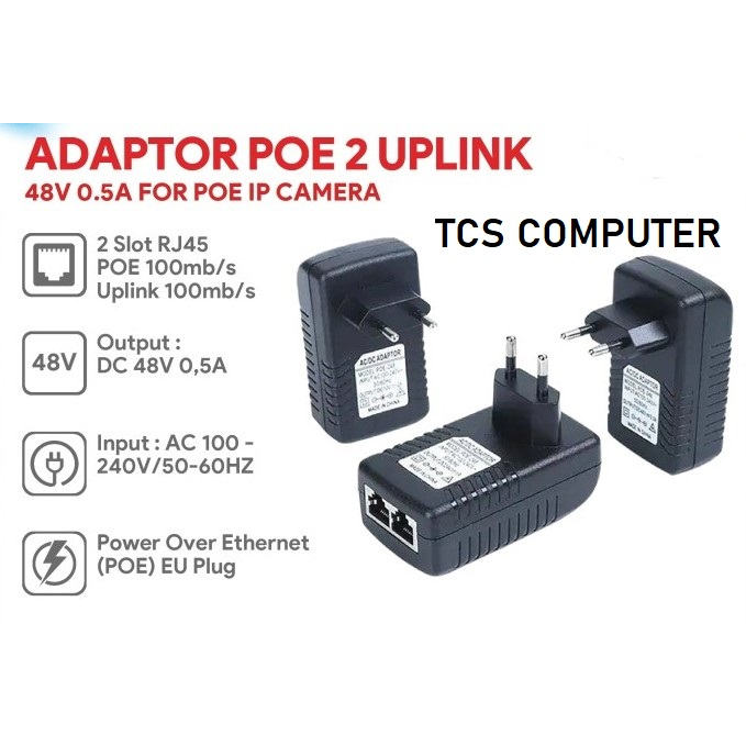 Jual ADAPTOR POE 2 UPLINK 48V 0.5A FOR POE IP | Shopee Indonesia