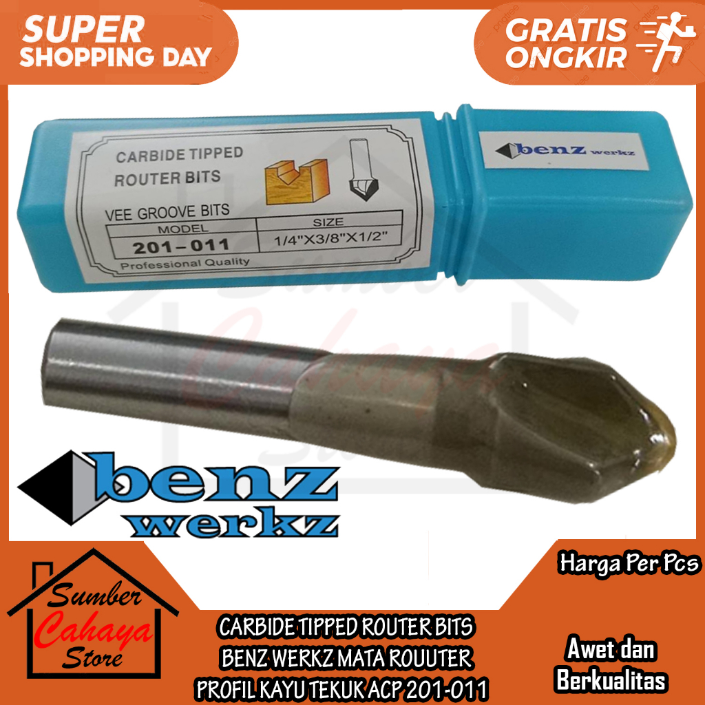 Jual MATA POTONG ROUUTER CARBIDE TIPPED ROUTER BITS BENZ WERKZ PROFIL ...