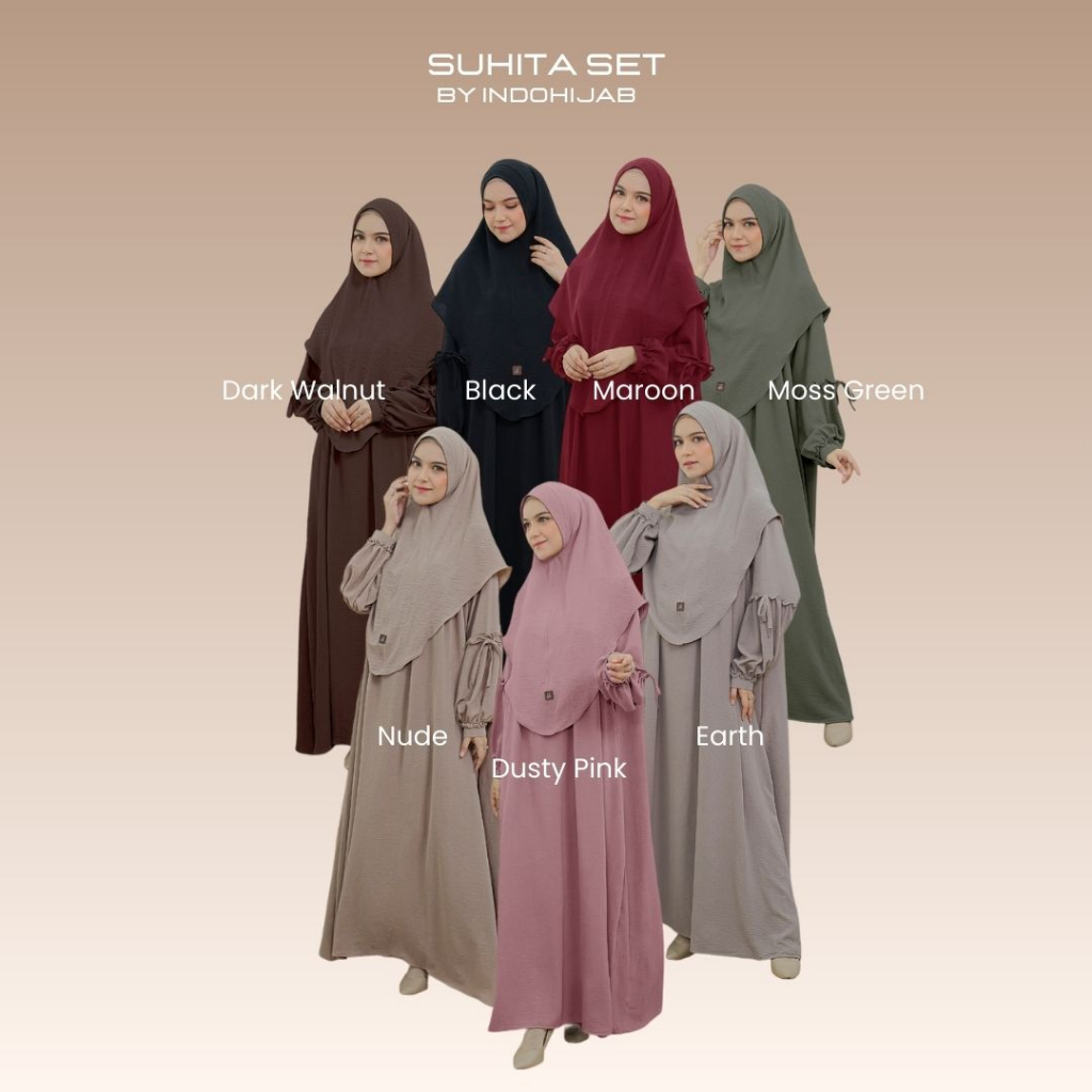 Jual indohijab gamis set khimar hijab suhita crinkle polos syar'i terbaru | Shopee Indonesia