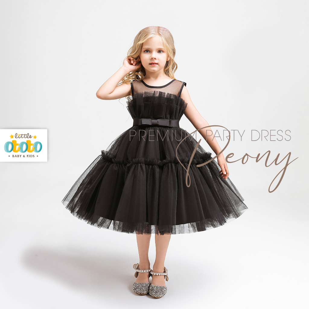 Jual 1-7T Dress Premium PEONY BLACK - Baju Pesta Model Korea KPOP ...