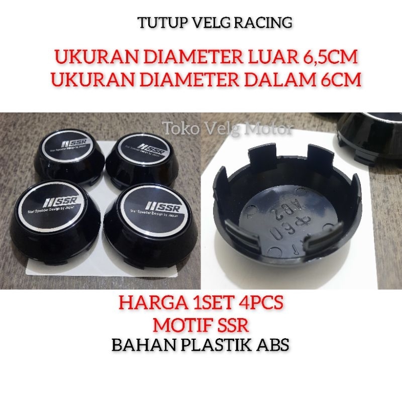 Jual Dop Roda Tutup Velg Racing Kerucut Hitam Diameter 6,5cm Motif SSR ...