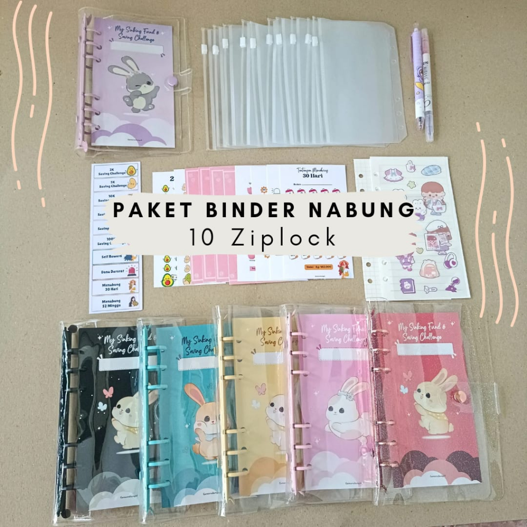 Jual Paket binder nabung 10 ziplock, Binder keuangan saving challenge ...