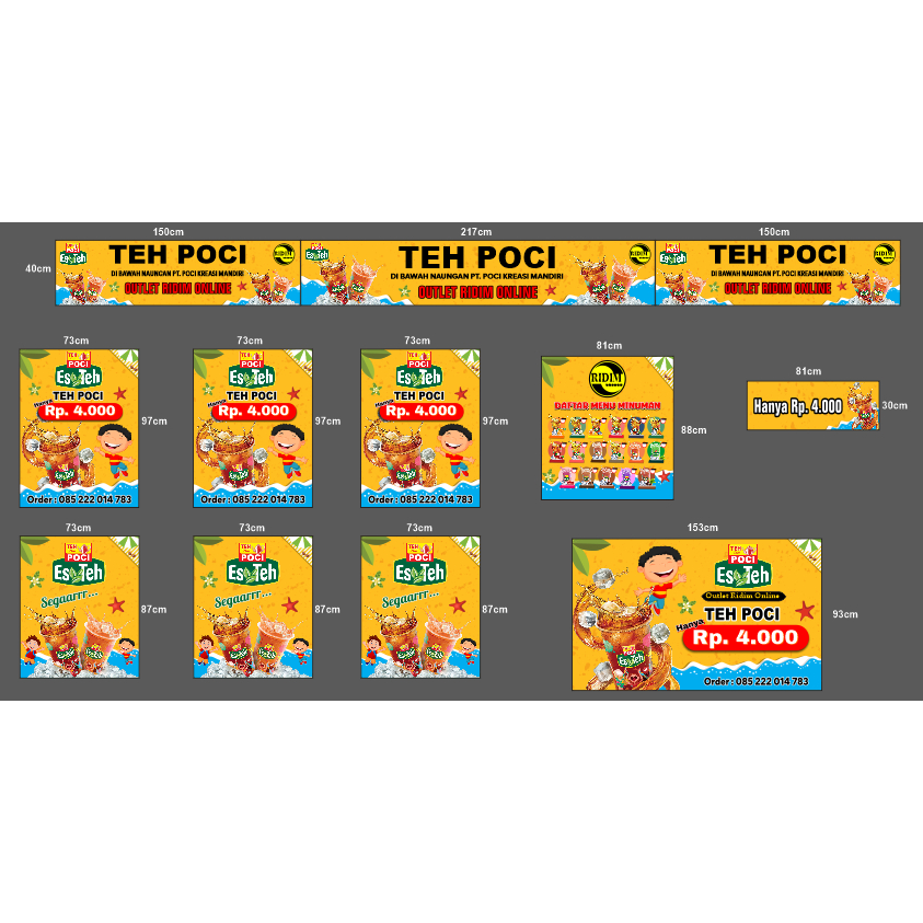 Jual banner custom rombong 1 paket (ukuran & jumlah sesuai gambar ...