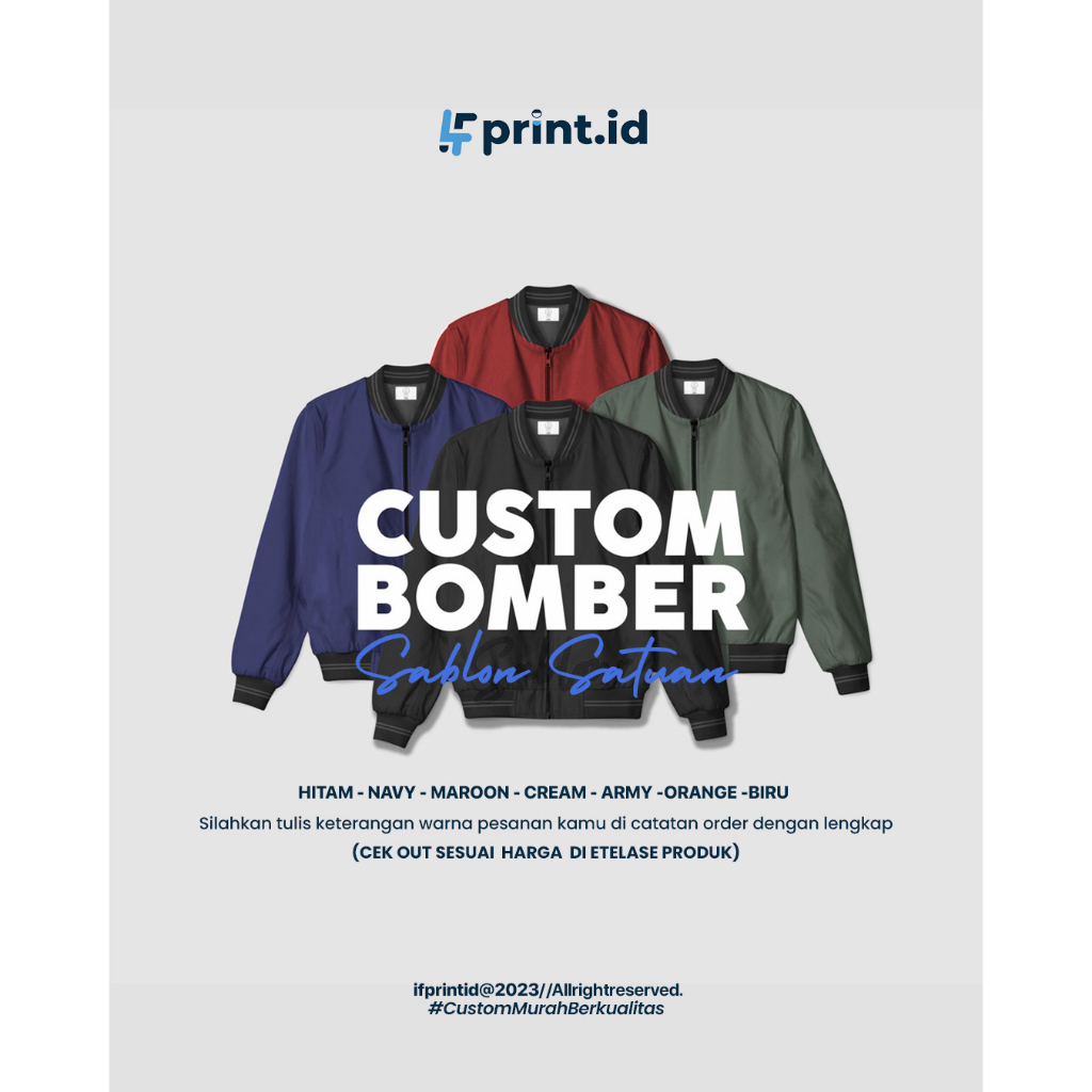 Jual JAKET BOMBER CUSTOM SABLON TASLAN BORDIR | JAKET PILOT CUSTOM ...