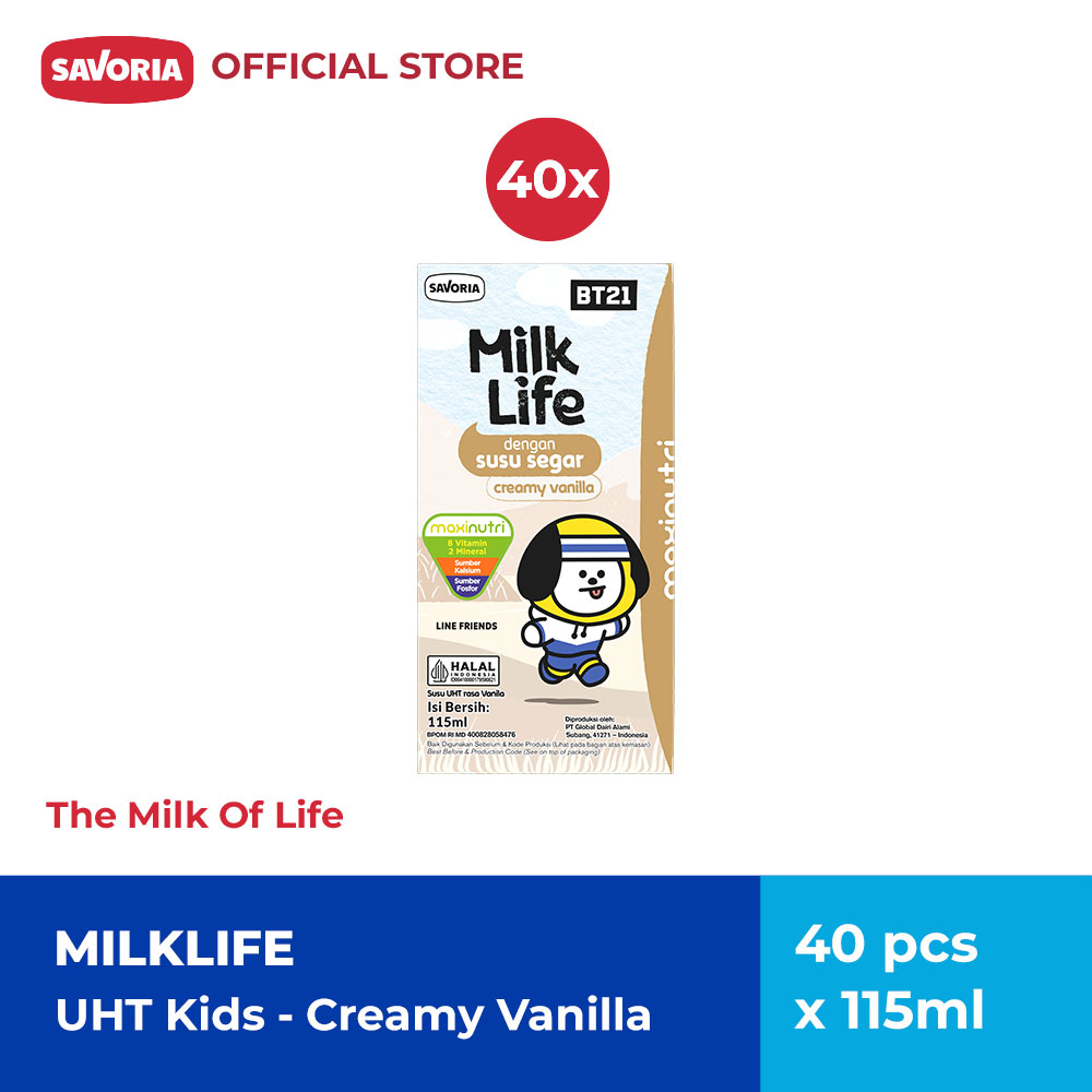 Jual MilkLife UHT Kids Creamy Vanilla Milk 1 Karton Isi 40 Pcs x 115ml ...