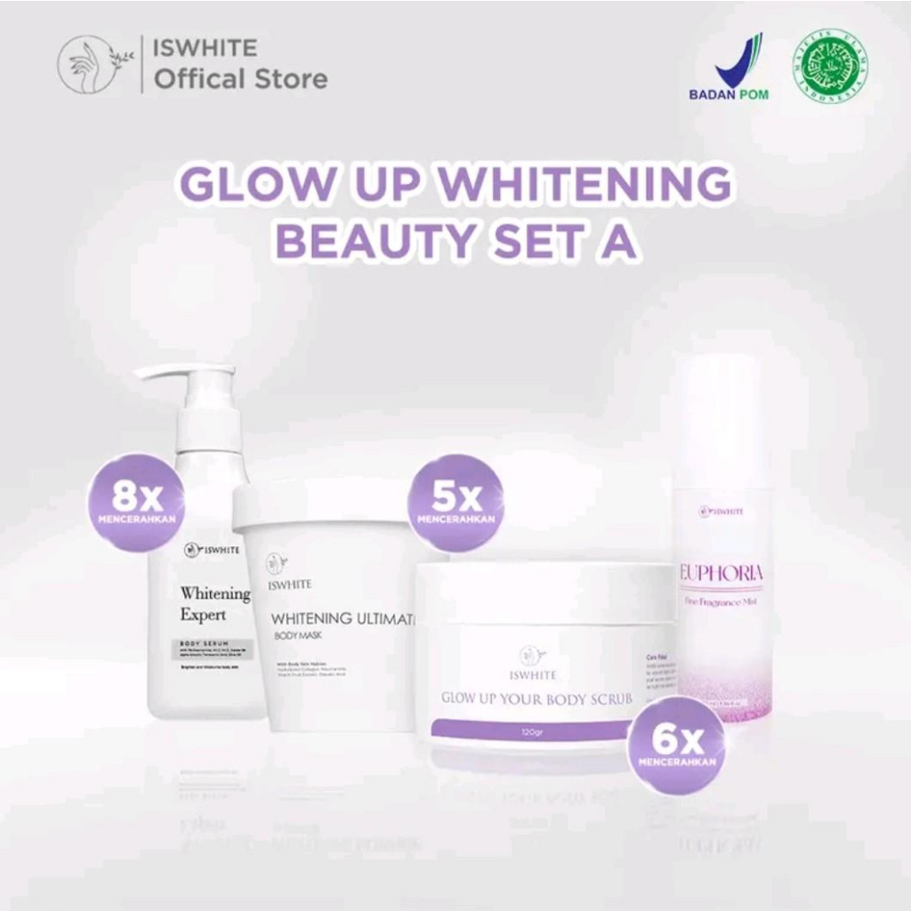 Jual ISWHITE GLOW UP WHITENING BEAUTY SET - Body care | Shopee Indonesia
