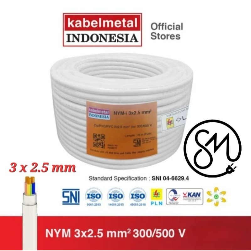 Jual Kabel NYM 3x2.5 mm Merek Metal meteran SNI kawat tunggal 3x2,5 | Shopee Indonesia