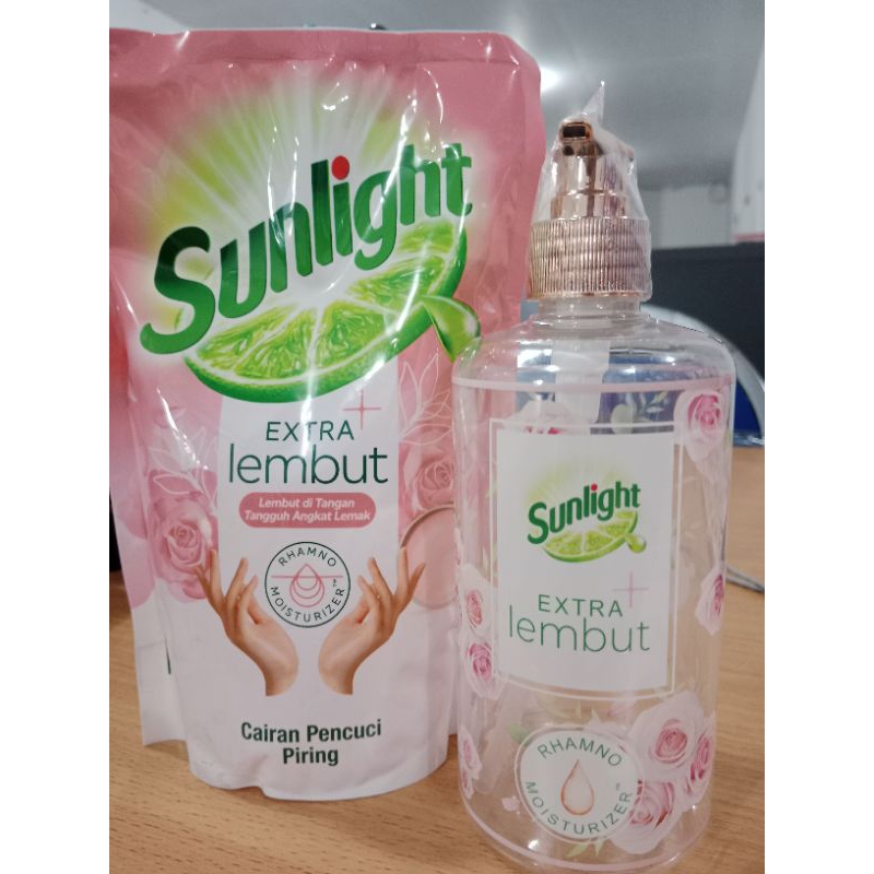 Jual SUNLIGHT EXTRA LEMBUT SABUN PENCUCI PIRING 650ML FREE BOTOL PUMP ...