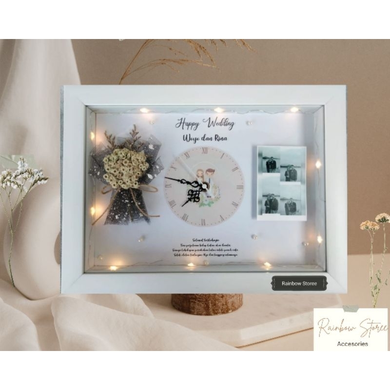 Jual Frame 3D Aesthetic Premium Lampu LED + Jam / Frame Foto Aesthetic ...